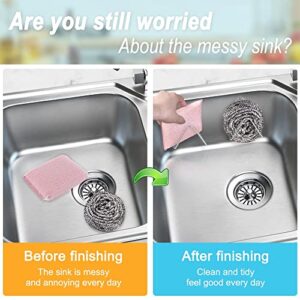 LucyPhy Magnetic Sponge Holder for Kitchen Sink Caddy Stainless Steel No Drilling with Adhesives Waterproof Quick Drying Kitchen Accessories(1 Pack)