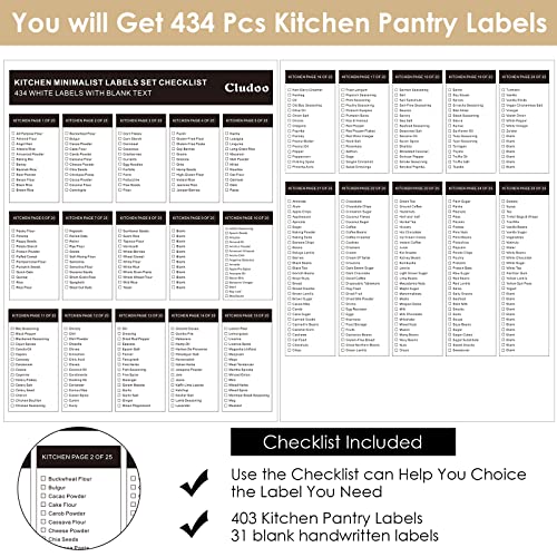 434 Pcs Kitchen Pantry Labels for Food Containers with DIY Blank Labels, 3 Sizes Preprinted Minimalist Waterproof Pantry Kitchen Labels, Pantry Kitchen Organization Labels for Jars, Bottles, Boxes