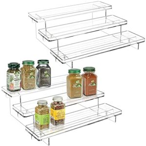 bodical 3-tier spice rack organizer for cabinet- spice rack seasoning organizer, tiered medicine cabinet organizer, kitchen pantry organization and storage- 2 pack/clear