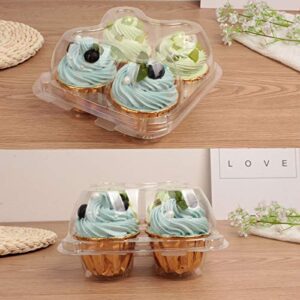 Bekith 60 Count 4-Compartment Plastic Cupcake Containers - Disposable Cupcake Trays Holder Carrier Box with Lids for Cupcakes & Muffins - Hinged Lock Cupcake Clamshell - Deep Cups for Cupcake Storage