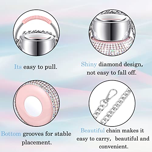 Diamond Water Bottle Rhinestone Stainless Steel Bling Vacuum Flask Refillable Insulated Thermal Bottle with Chain Glitter Water Bottle with Pearl Bracelet for Women