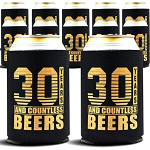 happy 30th birthday decorations for him and her can cooler 12 pack – dirty 30 birthday decorations for her and him, insulated thermocoolers – black & gold (original) (original, regular)