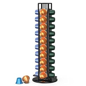 coffee pod holder for nespresso originalline, zecenn coffee pod storage organizer, 360 degree rotatable coffee capsules carousel for nespresso ol, holds 40 coffee pods, home countertop coffee station organizer -black