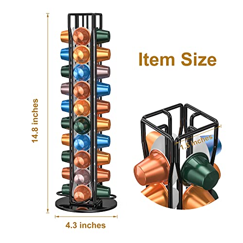 Coffee Pod Holder for Nespresso OriginalLine, ZECENN Coffee Pod Storage Organizer, 360 Degree Rotatable Coffee Capsules Carousel for Nespresso OL, Holds 40 Coffee Pods, Home Countertop Coffee Station Organizer -Black