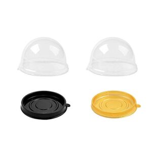 Pralb 100 Set Clear Plastic Mini Cupcake Boxes Muffin Pod Dome Muffin Single Container Box Wedding Birthday Gifts Supplies,70mm X 45mm(Dia X H),for Cheese Pastry Dessert Mooncake(50 Gold/50 Black)