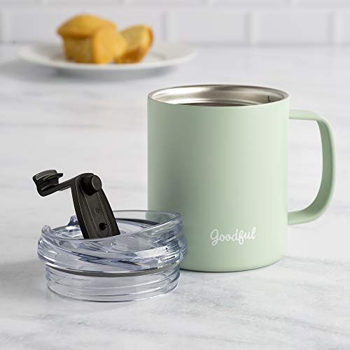 Goodful Travel Mug, Stainless Steel Insulated, Double Wall Vacuum Sealed Coffee Cup with Leak Proof Lid, 14 Ounce, Sage