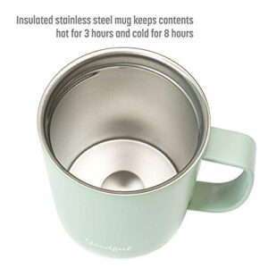 Goodful Travel Mug, Stainless Steel Insulated, Double Wall Vacuum Sealed Coffee Cup with Leak Proof Lid, 14 Ounce, Sage