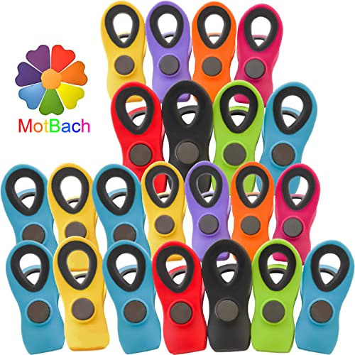 MotBach 16 Pieces Chip Clips, Multi-Color Food Bag Clips, Magnetic Clips, Chip Bag Clips, Food Clips, Fun Fridge Clips for Food Storage