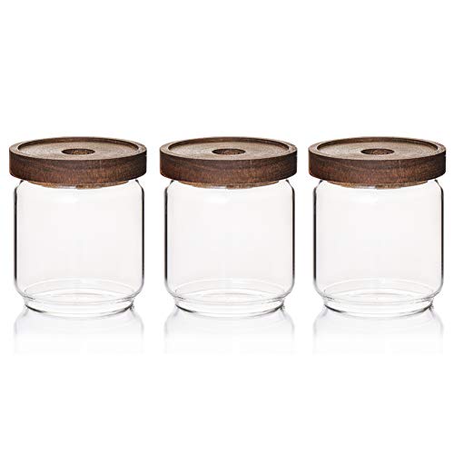 Sweejar 16 OZ Glass Food Storage Jar with Lid(set of 3),Airtight Canisters for Bathroom,Kitchen Container with Bamboo Cover for Serving Tea, Coffee, Spice and More