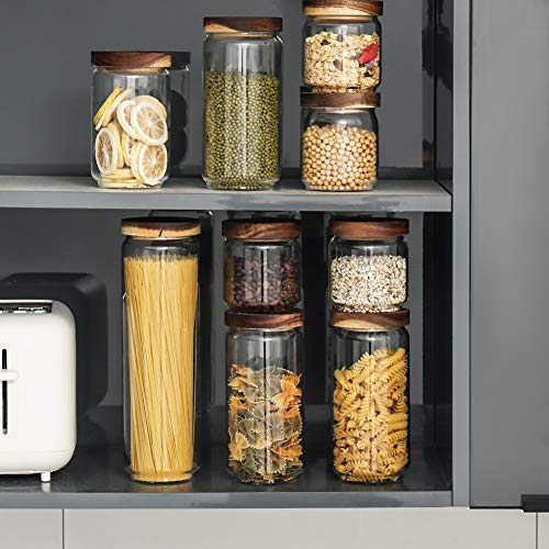 Sweejar 16 OZ Glass Food Storage Jar with Lid(set of 3),Airtight Canisters for Bathroom,Kitchen Container with Bamboo Cover for Serving Tea, Coffee, Spice and More