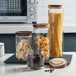 Sweejar 16 OZ Glass Food Storage Jar with Lid(set of 3),Airtight Canisters for Bathroom,Kitchen Container with Bamboo Cover for Serving Tea, Coffee, Spice and More