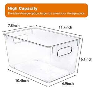 Moretoes 6 Pack Clear Plastic Storage Bins, Kitchen Organization Cabinet Fridge Organizer, Pantry Organization and Storage Bins