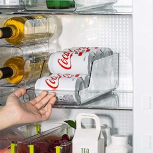 Soda Can Organizer for Refrigerator 2 Pack Can Organizer for Pantry, Freezer, Kitchen, Countertop, Cabinet -Clear Refrigerator Organizer Bins