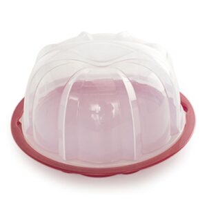 nordic ware bundt cake keeper, plastic, 13 in l x 12 in w x 7 in h, red