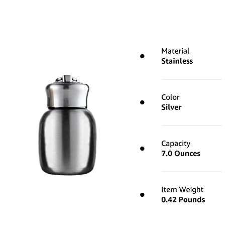 Mini 7 oz Stainless Steel Water Bottle, Small Vacuum Insulated Water Bottle Leak Proof Sport Tumbler Cup Hot and Cold Water Bottle for Women Girls Kids Gift Milk Tea Lunch (Silver)