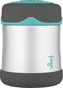 thermos foogo vacuum insulated stainless steel 10-ounce food jar, charcoal/teal (b3004ts2)