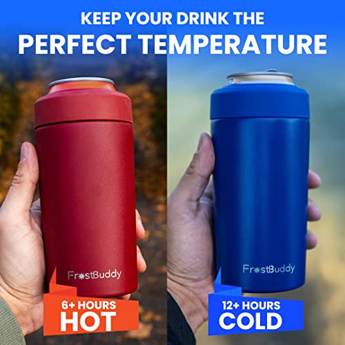 Frost Buddy Universal 2.0 5 Sizes in 1 Insulated Can Cooler - Stainless Steel Can Cooler for 12 oz & 16 oz Regular or Slim Cans & Bottles - Stainless Steel (Cotton Candy)