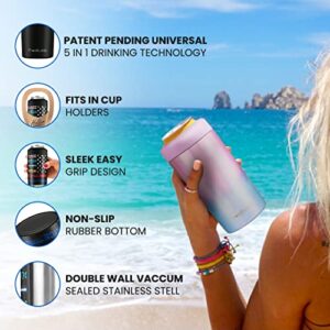 Frost Buddy Universal 2.0 5 Sizes in 1 Insulated Can Cooler - Stainless Steel Can Cooler for 12 oz & 16 oz Regular or Slim Cans & Bottles - Stainless Steel (Cotton Candy)