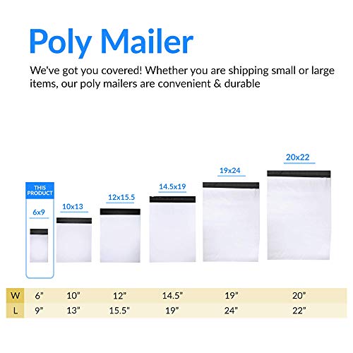 Reli. Poly Mailers 6x9 | 1000 Pcs Bulk | Small Mailing Envelopes/Shipping Bags | White Packaging Bags for Shipping | Non-Padded Poly Mailers | Self Sealing Mailing Bags for Small Items, Bulk (White)