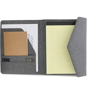 professional legal notepad portfolio, grey folio notebook for business and work organizer (12.5 x 10 in)