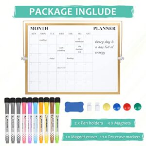 White Board, Jorking Dry Erase Calendar 16’’x12” Magnetic Desktop Whiteboard with Stand, Monthly whiteboard for wall Portable Double-Sided Dry Erase Board for Kitchen, Office, School, Gift idea,Golden