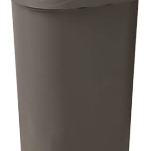 Rubbermaid Spring Top Kitchen Bathroom Trash Can with Lid, 13 Gallon Gray Plastic Garbage Bin, 49.2-liter