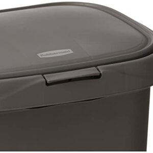 Rubbermaid Spring Top Kitchen Bathroom Trash Can with Lid, 13 Gallon Gray Plastic Garbage Bin, 49.2-liter