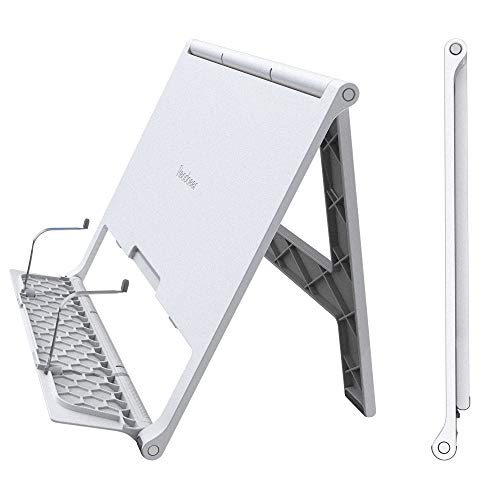 Readaeer Portable Book Stand Free Angle Adjustable Book Holder for Thick Textbook Collapsible Lightweight Book Rest (White)