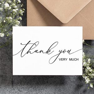 Thank You Cards with Kraft Envelopes & Stickers (Bulk 100-Pack), 5 x 3.75 Inch Minimalist Design Thank You Blank Notes for Engagement, Wedding, Baby Shower, Graduation, Bridal Shower, Business, Funeral (White)