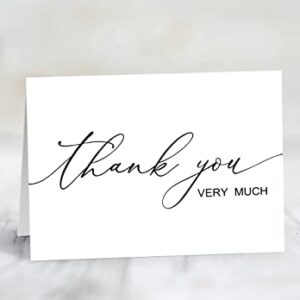 Thank You Cards with Kraft Envelopes & Stickers (Bulk 100-Pack), 5 x 3.75 Inch Minimalist Design Thank You Blank Notes for Engagement, Wedding, Baby Shower, Graduation, Bridal Shower, Business, Funeral (White)