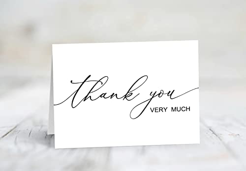 Thank You Cards with Kraft Envelopes & Stickers (Bulk 100-Pack), 5 x 3.75 Inch Minimalist Design Thank You Blank Notes for Engagement, Wedding, Baby Shower, Graduation, Bridal Shower, Business, Funeral (White)