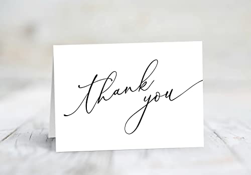 Thank You Cards with Kraft Envelopes & Stickers (Bulk 100-Pack), 5 x 3.75 Inch Minimalist Design Thank You Blank Notes for Engagement, Wedding, Baby Shower, Graduation, Bridal Shower, Business, Funeral (White)