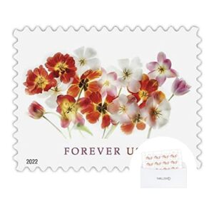 us postal tulips forever postage stamps – first class for mailing invitations, weddings, celebrations, valentines, graduation, rsvp (1 sheet of 20) – tz envelope