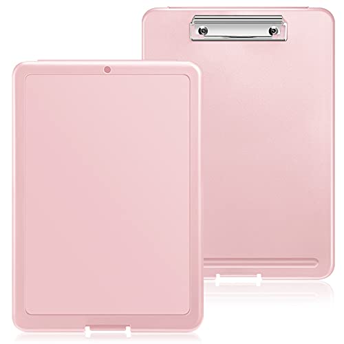 SITHON Nursing Clipboard with Storage, Lightweight Portable Writing Clipboard with Compartment Organizer for Nurse Doctor Medical Professionals Teachers Students Sales Coach School Office (Pink)