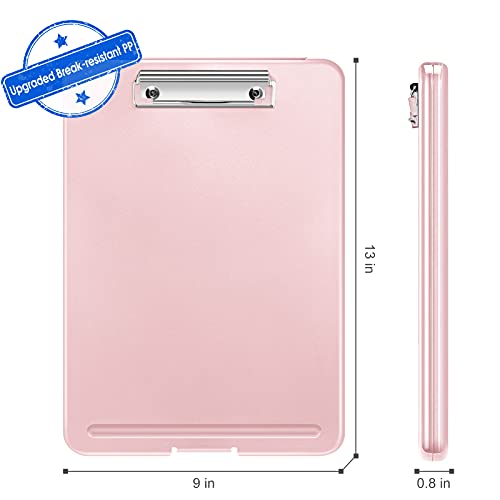 SITHON Nursing Clipboard with Storage, Lightweight Portable Writing Clipboard with Compartment Organizer for Nurse Doctor Medical Professionals Teachers Students Sales Coach School Office (Pink)