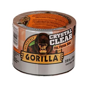 gorilla crystal clear repair duct tape tough & wide, 2.83″ x 15 yd, clear, (pack of 1)