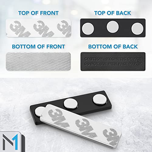 Mata1-USA Name Tag Magnets (3 Badge Holder Magnets, 1.75 x 0.5 inches), Name Tag Magnet Backs w/ 3 Extra-Strong Neodymium Magnets for ID Badge Holders