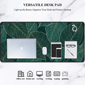 Auhoahsil Extended Mouse Pad, XXL Gaming Mouse Pads, Large Big Mousepad Laptop Computer Keyboard Mat Desk Pad with Non-Slip Base Stitched Edge for Gaming Office, 35.5 x 15.7 inch, Tropical Leaves