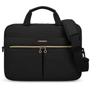 bagsmart laptop bag, 15.6 inch briefcase for women large laptop case computer bag office travel business,black