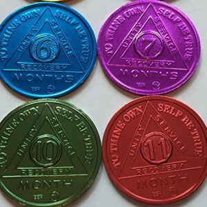 SET of 12 Recovery AA Medallion / Coins BSP 24hr-11mo Commemorative