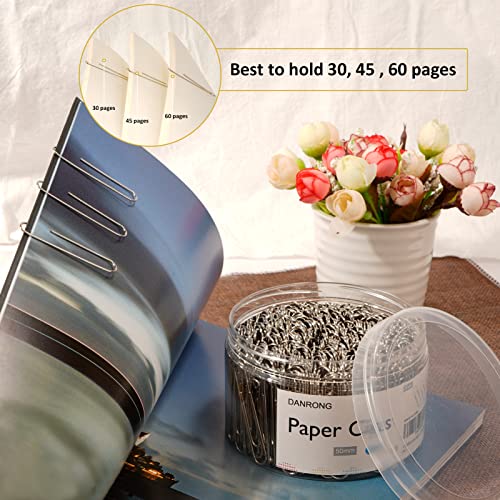 DANRONG Silver Jumbo Paper Clips, 270pcs 2 Inch (50 mm) Paper Clip, Large Paperclips Great for Office School and Personal Use(Jumbo, Sliver)