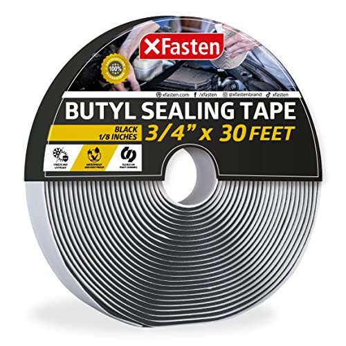 Butyl Sealing Tape, Black, 1/8-In x 3/4-In x 30-Foot Plumbers Putty Tape, RV Sealant Tape, Butyl Rubber for Boat Sealing, EDPM Butyl Tape RV - XFasten