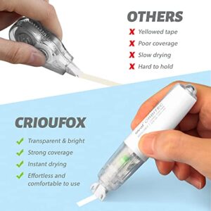 CRIOUFOX Refillable Correction Tape, Retractable White Out Tape, 4 Pcs Easy to Use Applicator for Instant white out correction tape, White Out for Shoocl Office