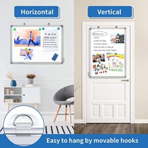 Magnetic White Board for Wall 24 X 18 Inches, White Board Dry Erase Board Hanging Whiteboard with Aluminum Frame for Office Home