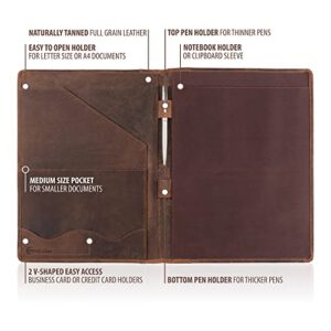 Leather Portfolio Professional Organizer Padfolio – Resume Folder with Luxury Pen, Stylish Document Folio for Letter Size Writing Pad w/ Business Card Holder, Portfolios for Men & Women MOONSTER®