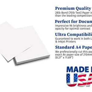 Premium A4 (8.3"x 11.7") Printer Paper - 28lb Bond / 70lb Text (105 gsm) Bright White Paper (40 Sheets)