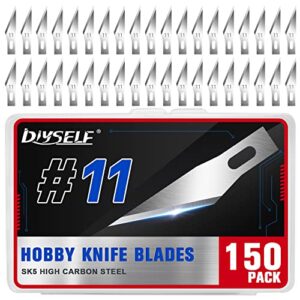 diyself 150 pcs exacto knife blades 11, sharp hobby knife blades, high carbon steel craft knife blades, #11 hobby knife replacement blades, exacto blades for art, scrapbooking, stencil, paper cutting