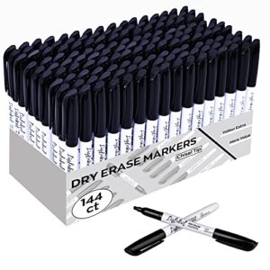 Dry Erase Markers Bulk, Liqinkol 144 Pack Black Whiteboard Markers, Chisel Point Low Odor Dry Erase Markers for School Office Home