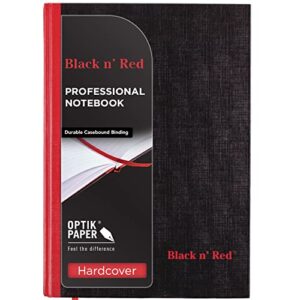 black n’ red notebook, durable hardcover, premium optik paper, scribzee app compatible, environmentally friendly, secure casebound binding, 11-3/4″ x 8-1/4″, 96 double-sided ruled, 1 count (d66174)