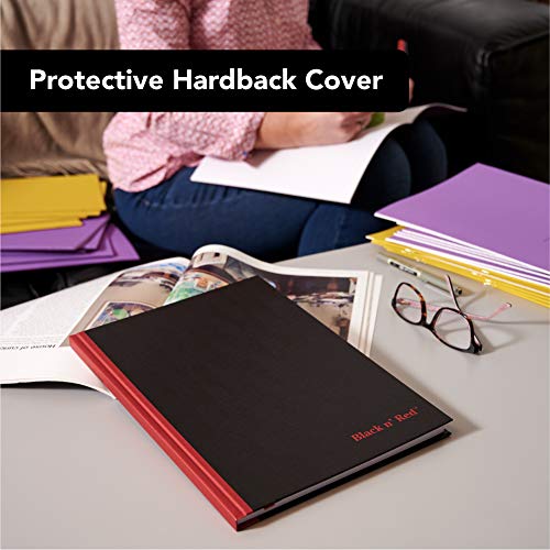 Black n' Red Notebook, Durable Hardcover, Premium Optik Paper, Scribzee App Compatible, Environmentally Friendly, Secure Casebound Binding, 11-3/4" x 8-1/4", 96 Double-Sided Ruled, 1 Count (D66174)